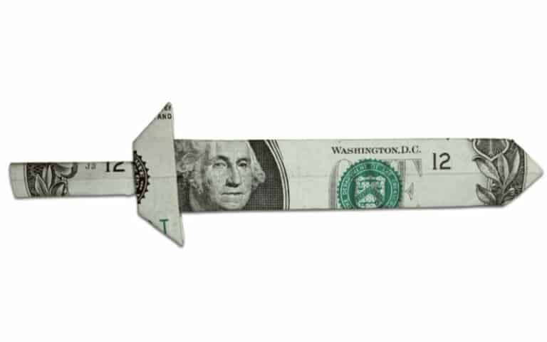 Dollar Bill Origami Sword: Fold in 13 Steps | The Daily Dabble